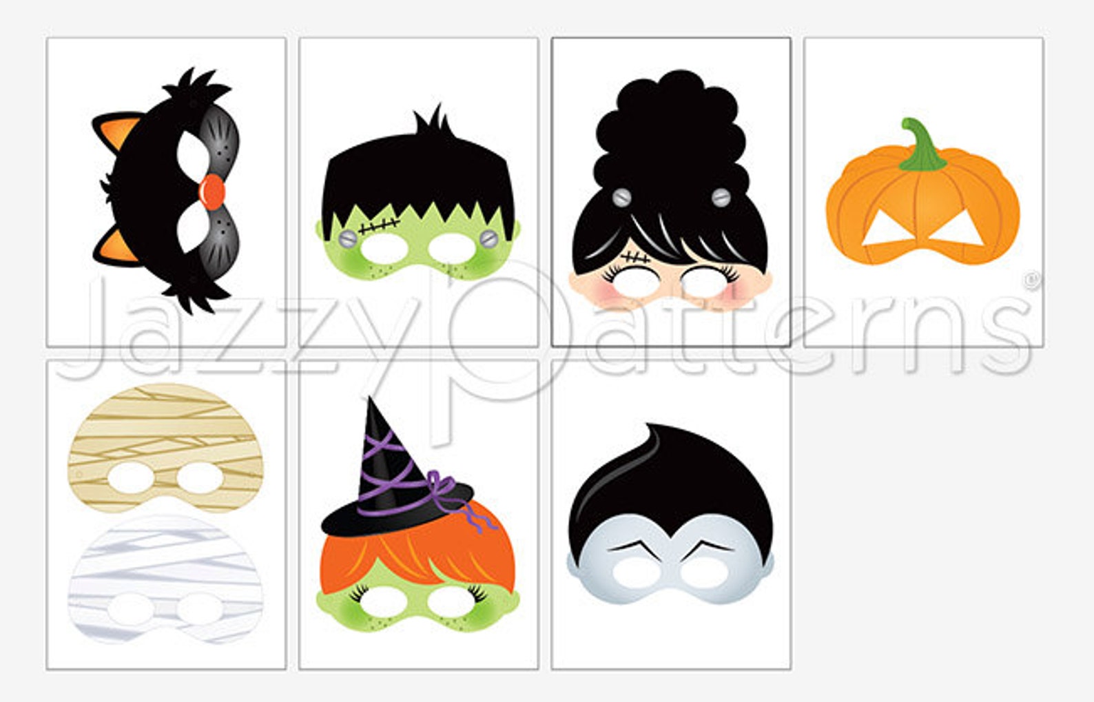 Printable Halloween Masks Photo Booth Props Kids Monster - Etsy