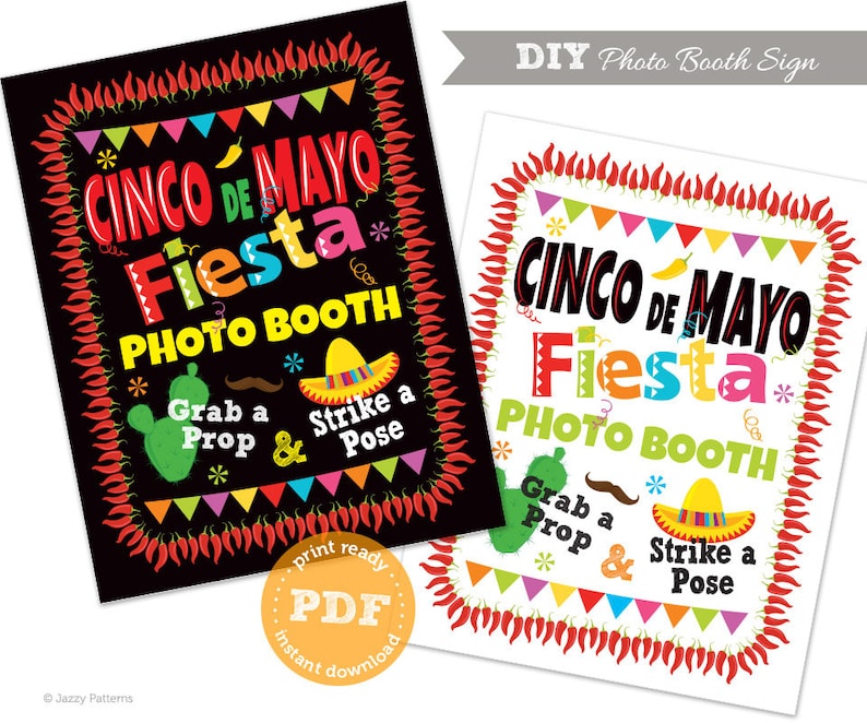 Printable Fiesta Photo Booth Props, Cinco De Mayo Decor, Digital ...