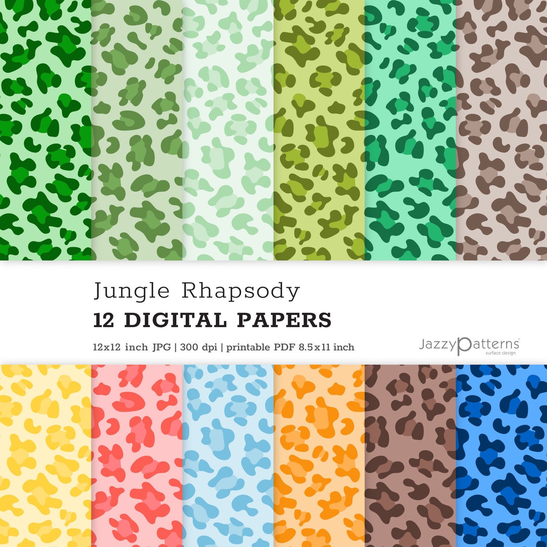 Leopard Print Digital Papers in Jungle Greens and Earthy Browns ...