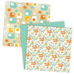 Retro Digital Papers in Burnt Orange, Ochre and Turquoise, Digital ...