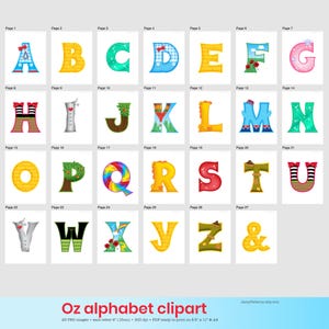 Wizard of Oz Alphabet Clipart for Party, Classroom Decor, Printable ...