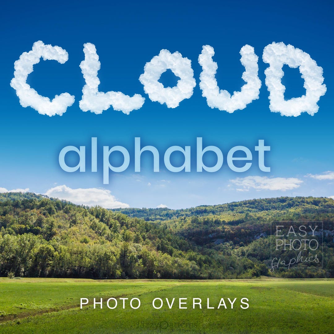 Cloud Alphabet Clipart, Photo Overlay Letters and Numbers, Instant ...