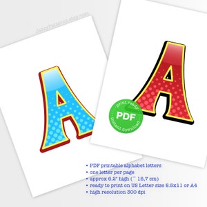 Superhero Alphabet Clipart: Comic Book Letters, DIY Banner (digital ...