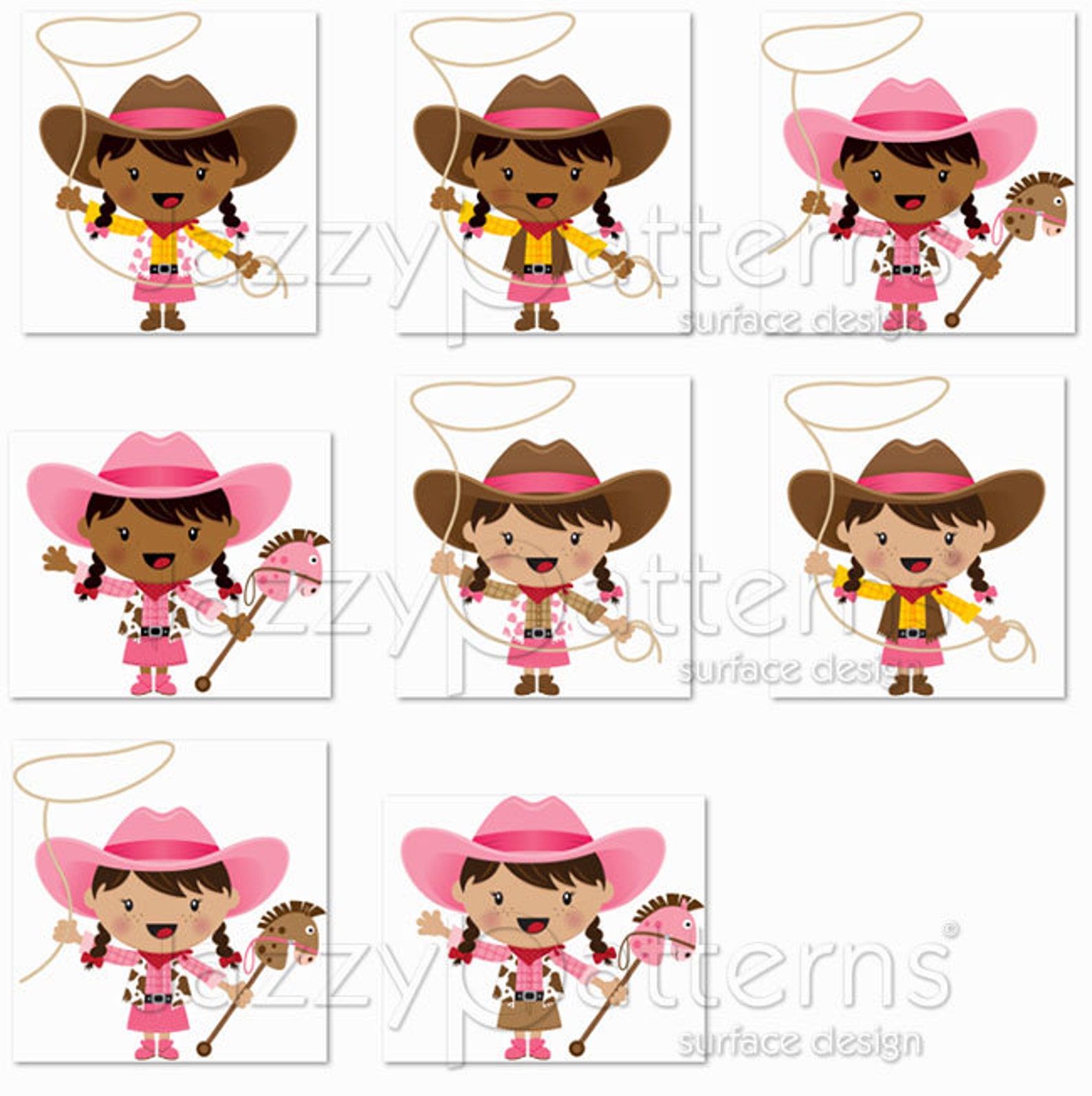 Girly Wild West Clip Art and Digital Paper Pack Instant - Etsy