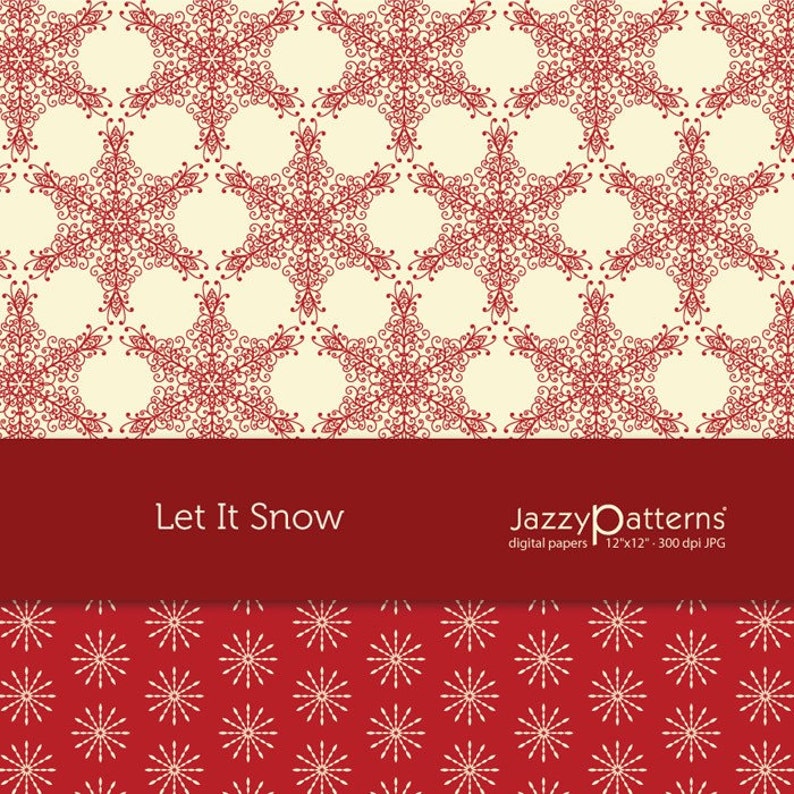 Let It Snow Digital Papers Ornate Snowflake Backgrounds in - Etsy