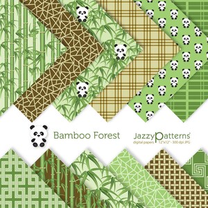Bamboo Forest Digital Papers, Panda Clipart Instant Download - Etsy