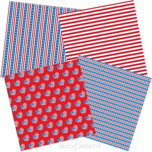 Patriotic Digital Papers in Red and Blue, 4th of July Backgrounds for ...