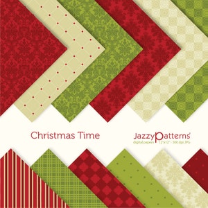 Christmas Digital Papers in Red, Green and Beige,holiday Backgrounds in ...