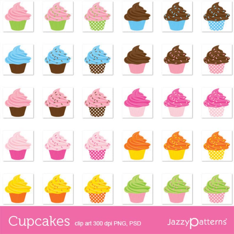 Cupcake Clipart Set Mix and Match CA020 Instant Download - Etsy