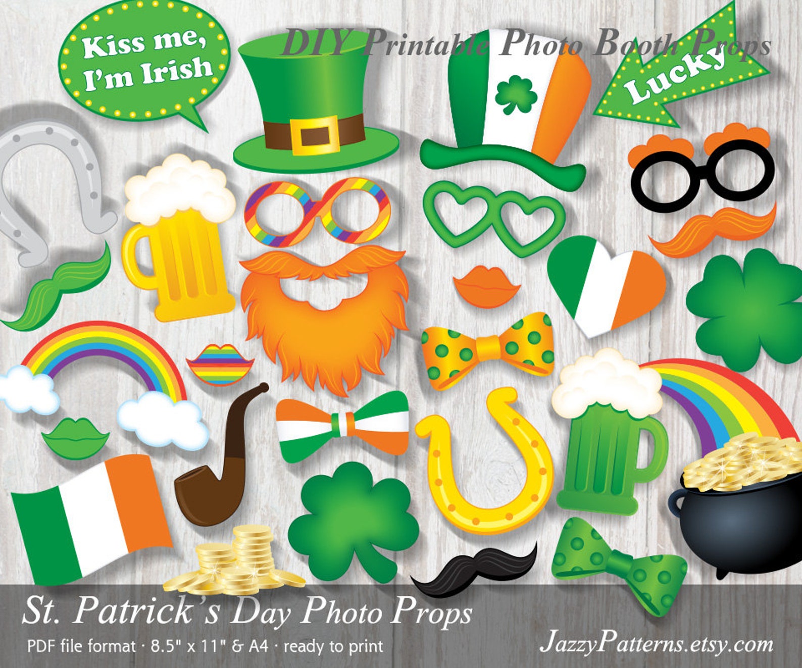 Irish Photo Props St. Patrick's Day Printable Leprechaun | Etsy