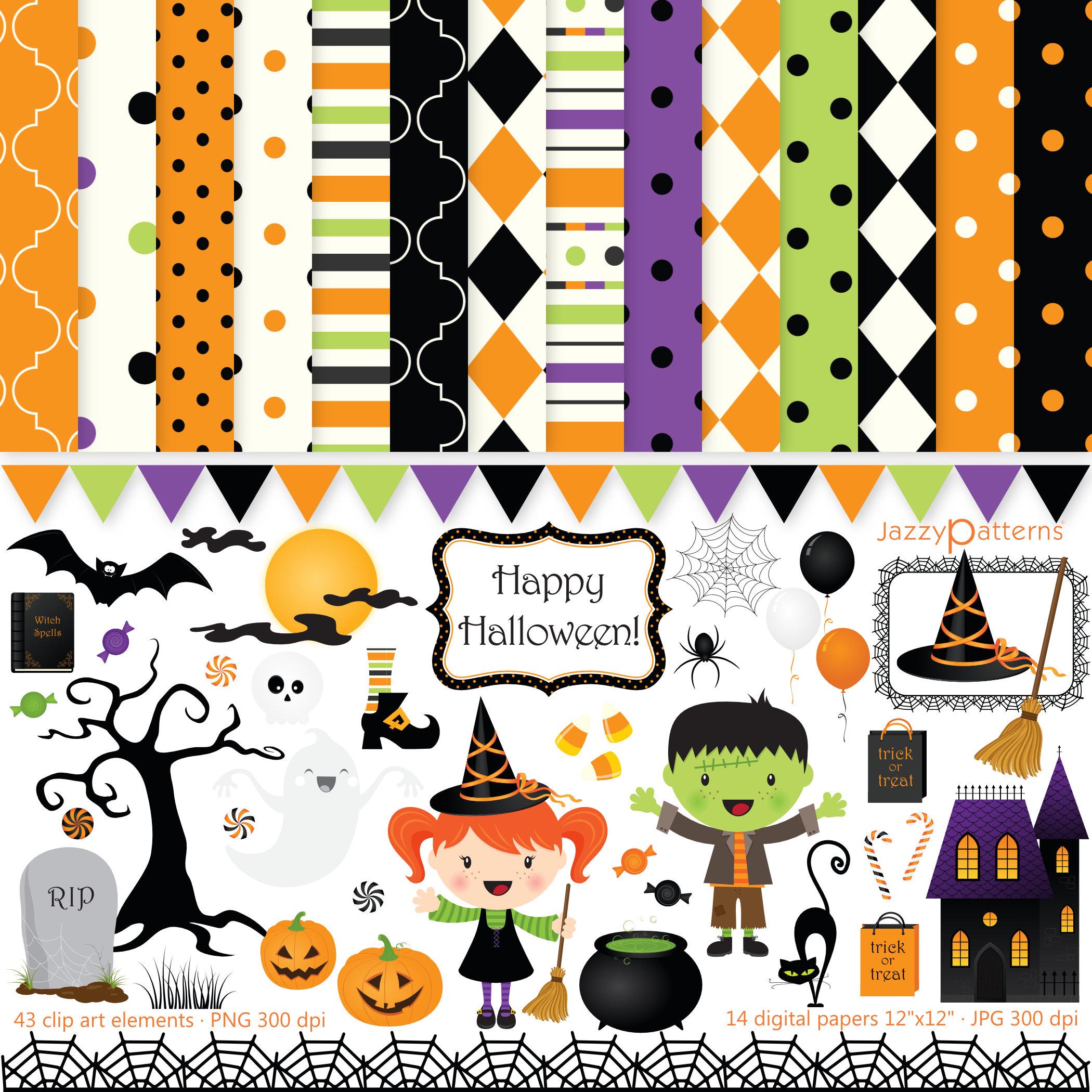 Halloween Clipart and Digital Papers Party Decor, Digital Download - Etsy