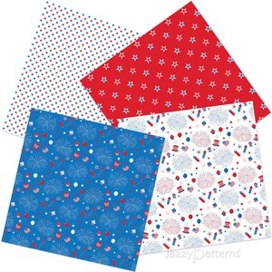 Patriotic Digital Papers in Red and Blue, 4th of July Backgrounds for ...