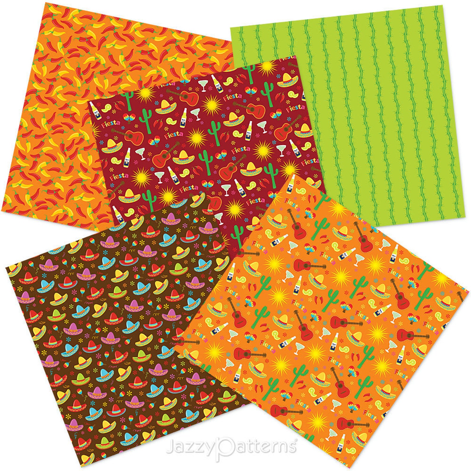Fiesta Digital Papers Mexican Cinco De Mayo Instant Download DP082 - Etsy