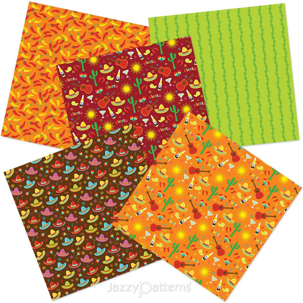 Fiesta Digital Papers Mexican Cinco De Mayo Instant Download DP082 - Etsy