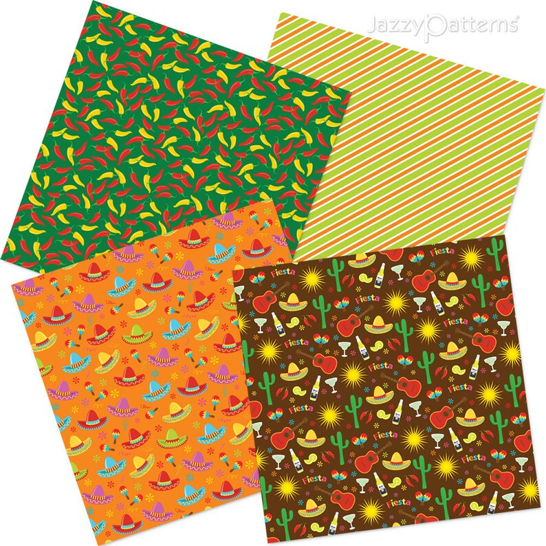 Fiesta Digital Papers Mexican Cinco De Mayo Instant Download DP082 - Etsy