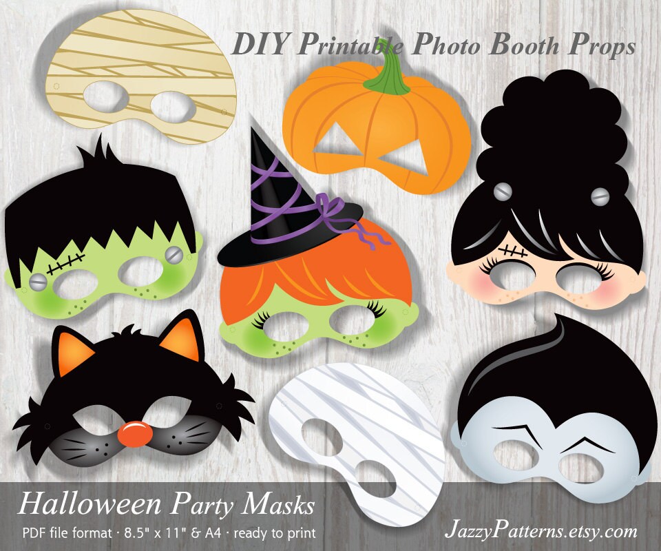 Printable Halloween masks photo booth props kids monster | Etsy