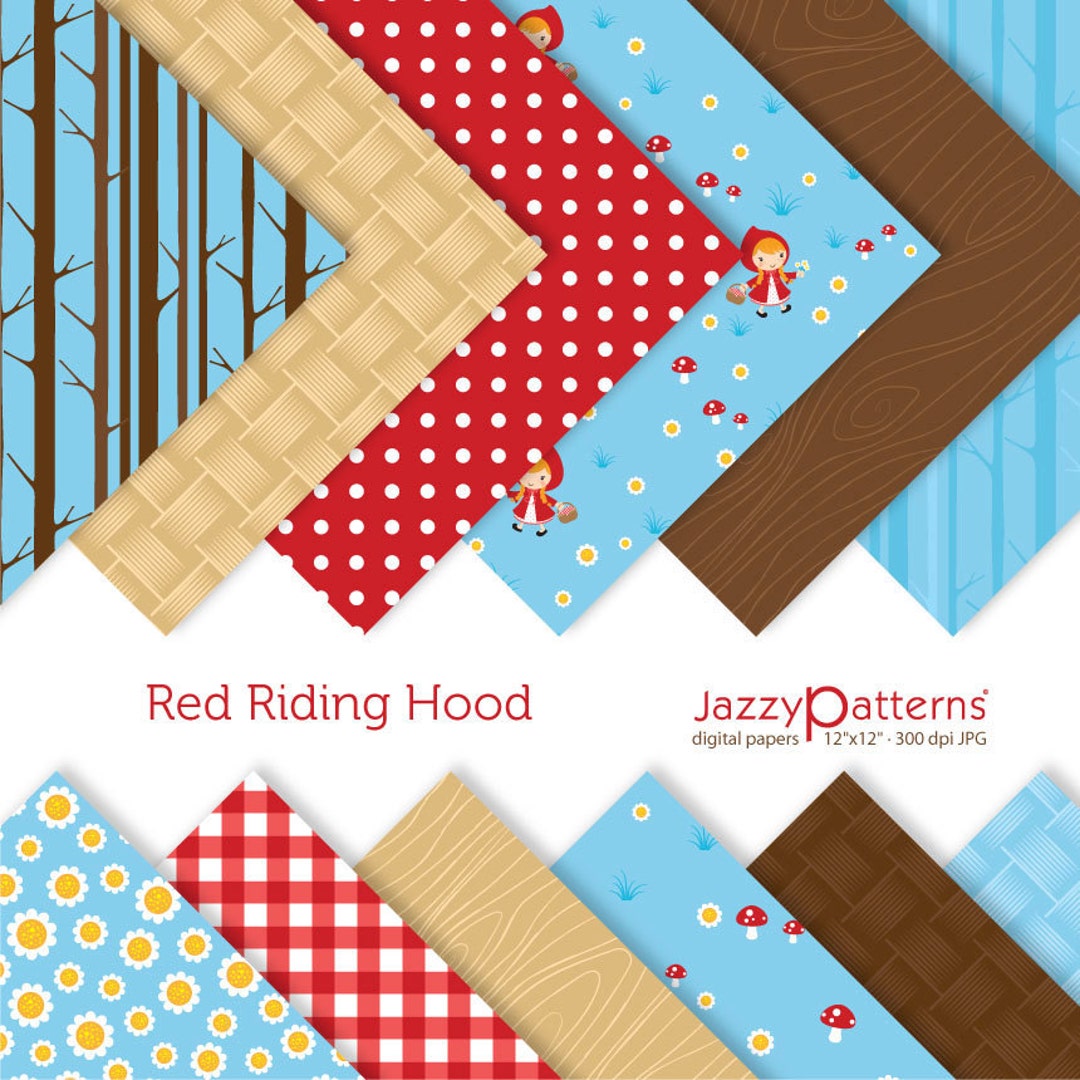 Digital Paper Pack Red Riding Hood in Blue DP098 - Instant Download - Etsy