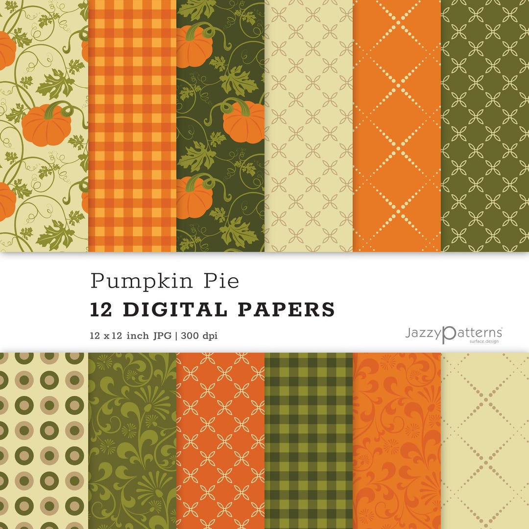 Pumpkin Pie Digital Papers, Autumn Themed Backgrounds, Instant Download ...
