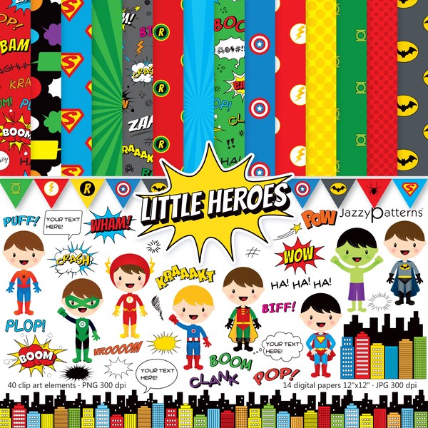 Superhero Clipart - Etsy