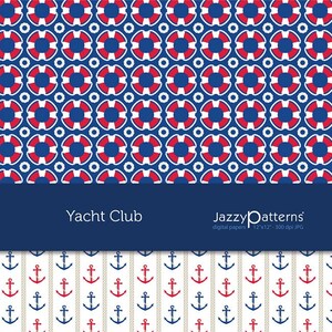 Nautical Digital Papers in Red, White and Navy Blue for Scrapbooking ...