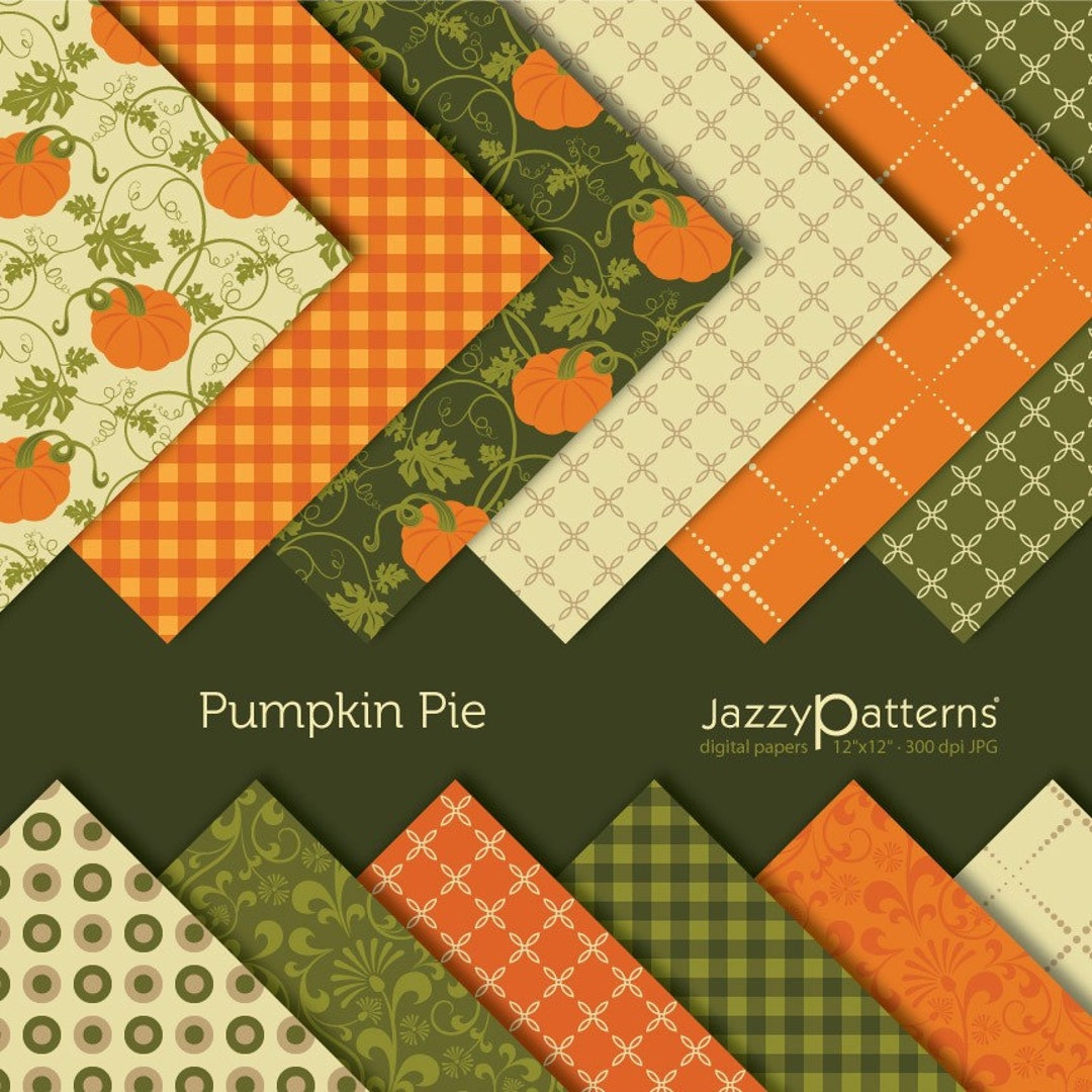 Pumpkin Pie Digital Papers, Autumn Themed Backgrounds for Thanksgiving ...