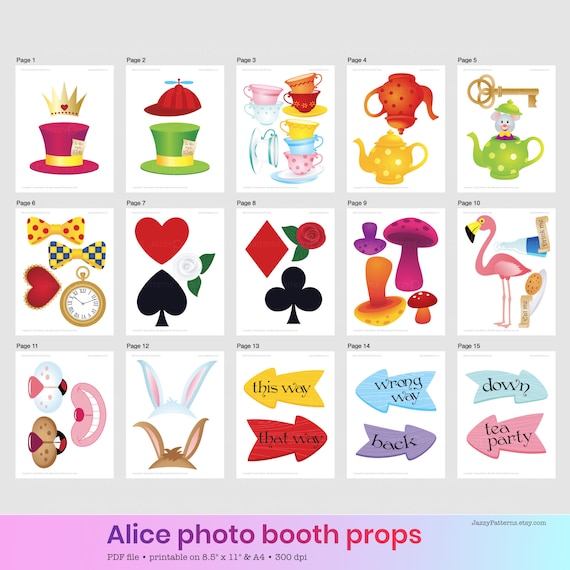 Printable Alice In Wonderland Props Alice In Wonderland Photo Booth