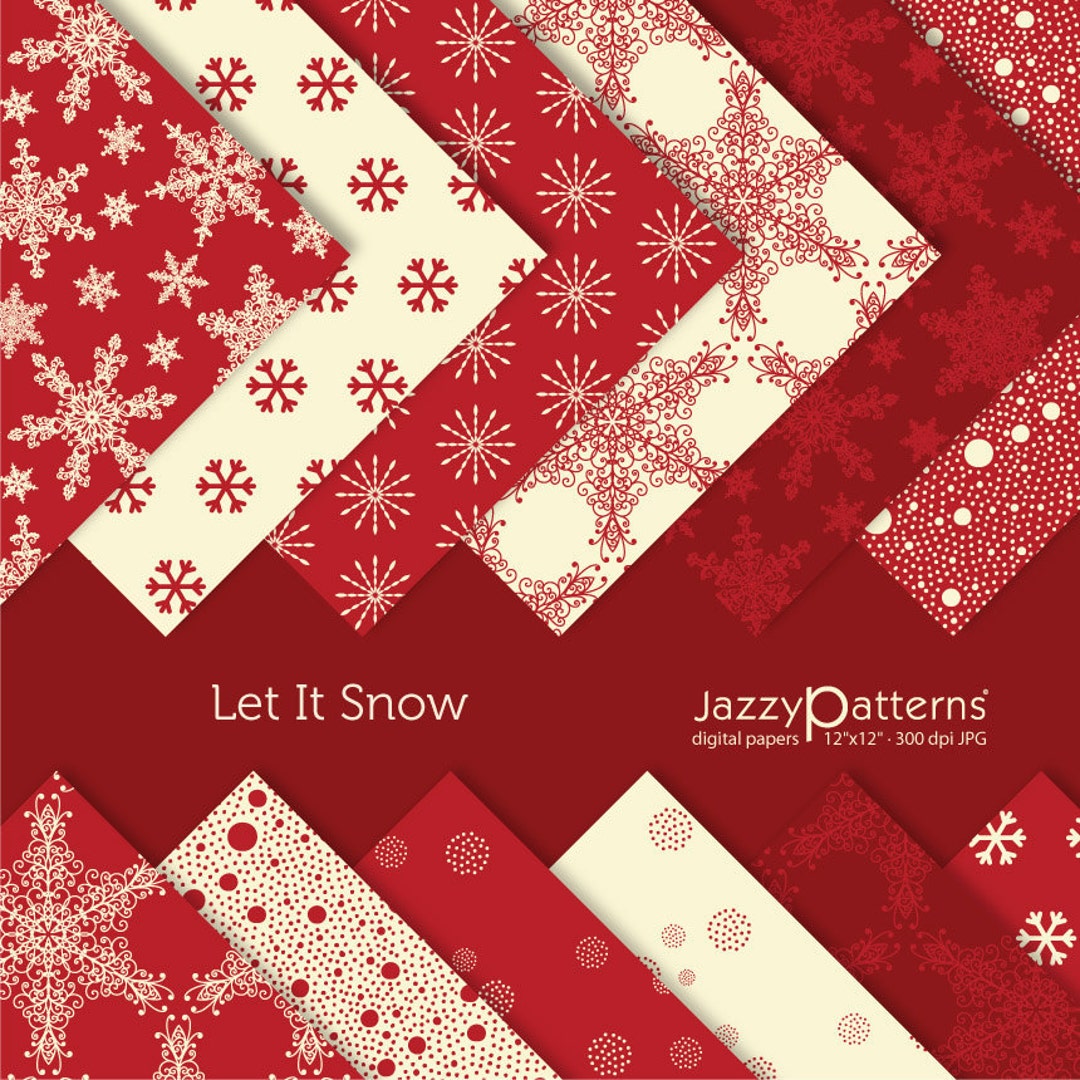 Let It Snow Digital Papers Ornate Snowflake Backgrounds in - Etsy