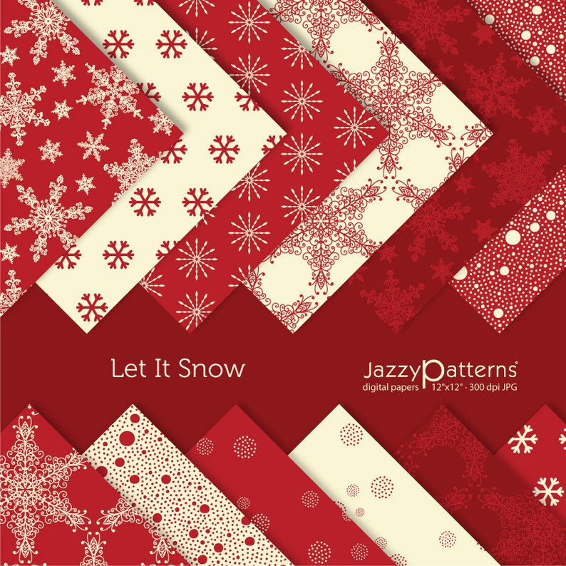 Let It Snow Digital Papers Ornate Snowflake Backgrounds in - Etsy