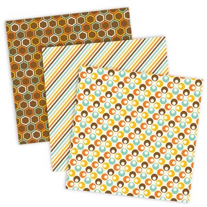 Retro Digital Papers in Burnt Orange, Ochre and Turquoise, Digital ...