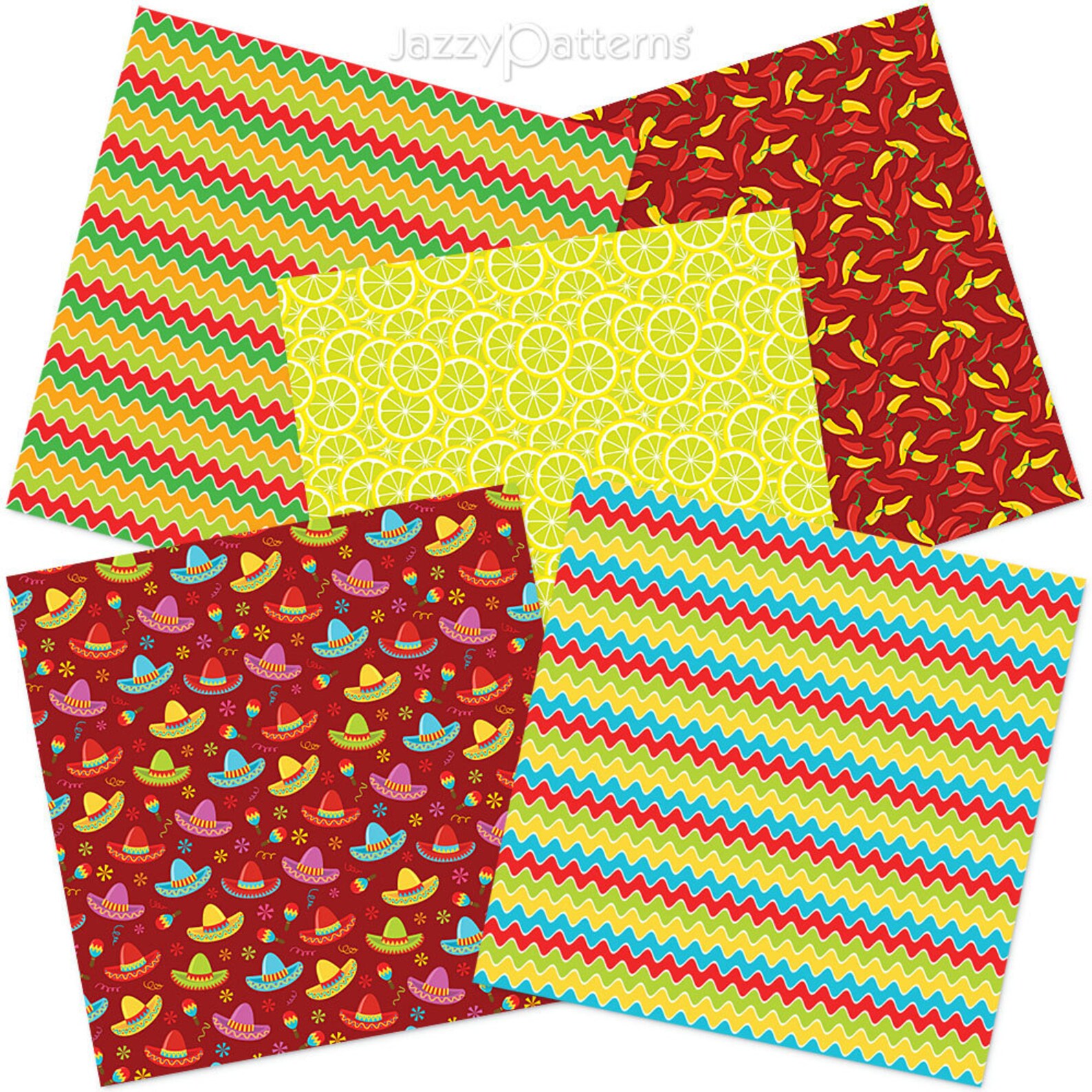Fiesta Digital Papers Mexican Cinco De Mayo Instant Download DP082 - Etsy