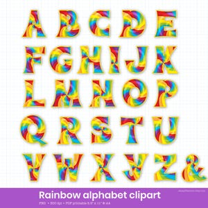 Printable Rainbow Alphabet Clipart for Bulletin Boards, Party ...
