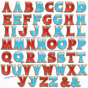 Superhero Alphabet Clipart, Comic Book Letters in Cherry Red and Light ...