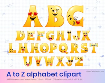 Emoji Alphabet Clipart - Etsy