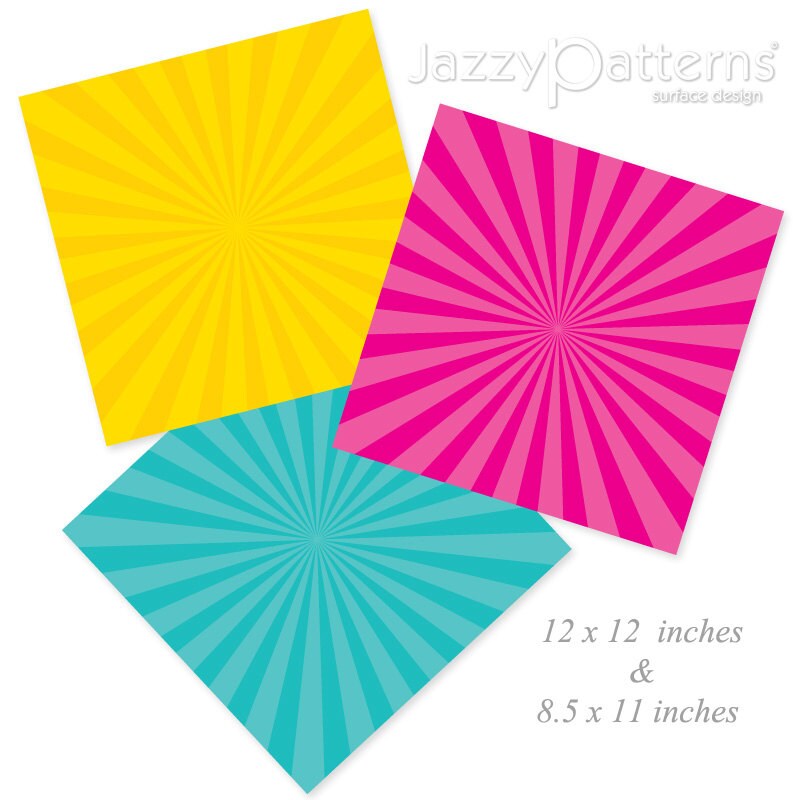 Starburst Digital Papers in Rainbow Colors Comic Sunburst | Etsy