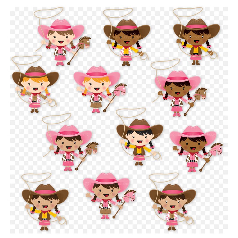 Girly Wild West Clip Art and Digital Paper Pack, Instant Download - Etsy