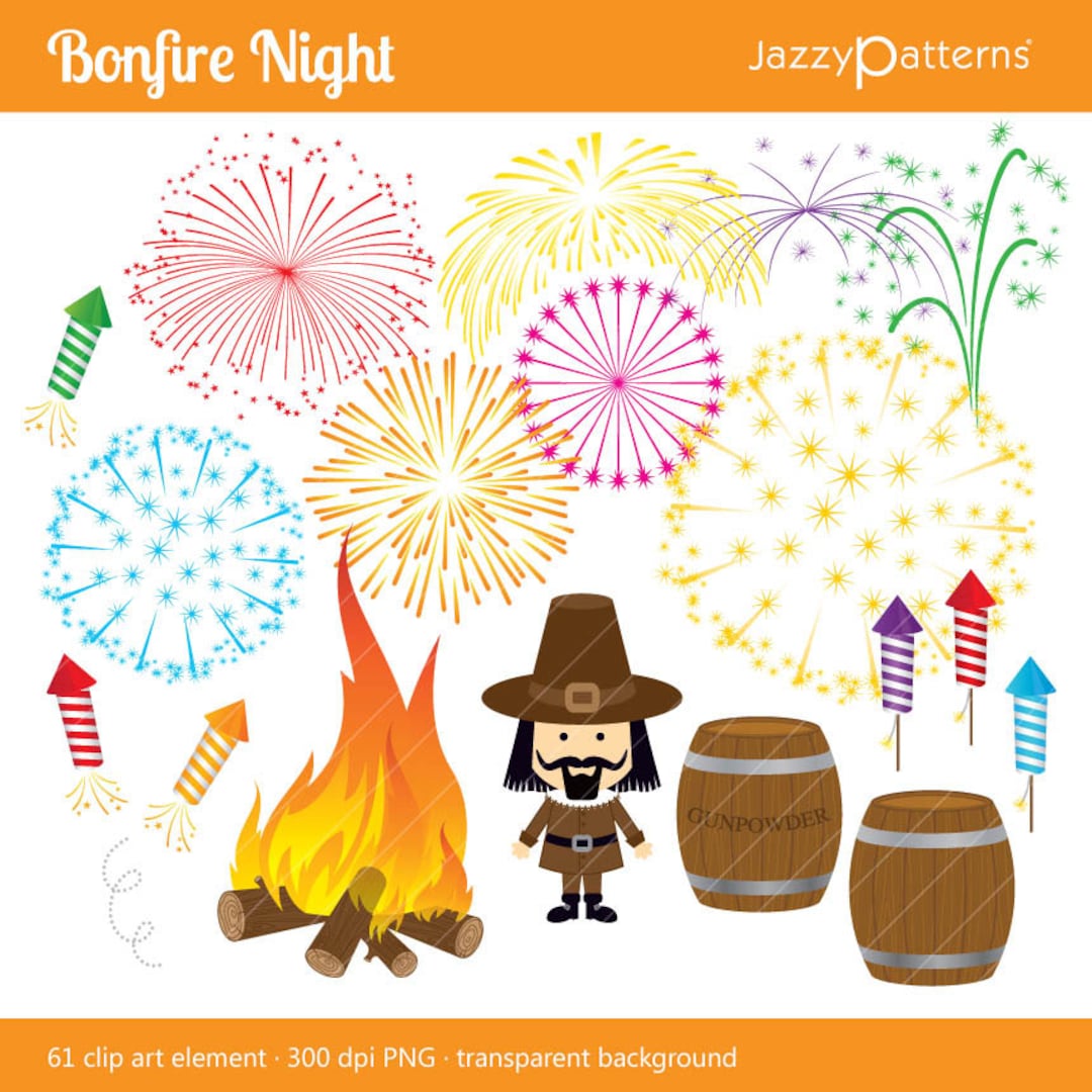 Bonfire Night Clipart Guy Fawkes Day 5th November Fireworks - Etsy
