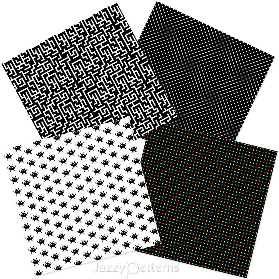 Geek Power Digital Papers Nerdy Video Game Backgrounds for | Etsy