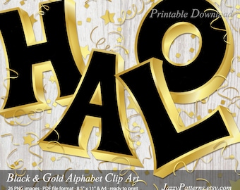 Printable Pennant Banner That Includes Entire Alphabet: Gold - Etsy