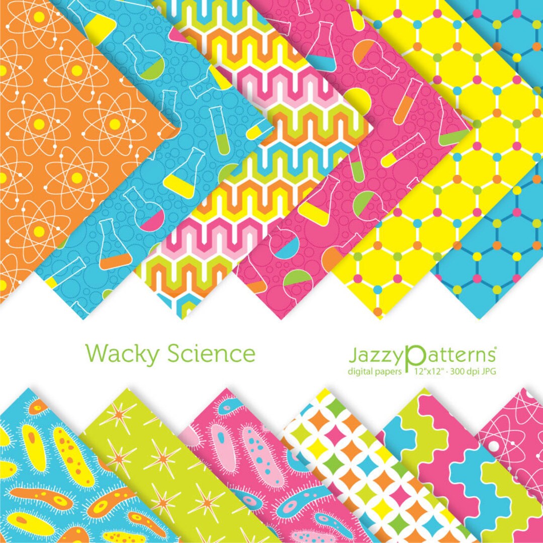 Kids Science Digital Papers, Chemistry and Biology Backgrounds for ...