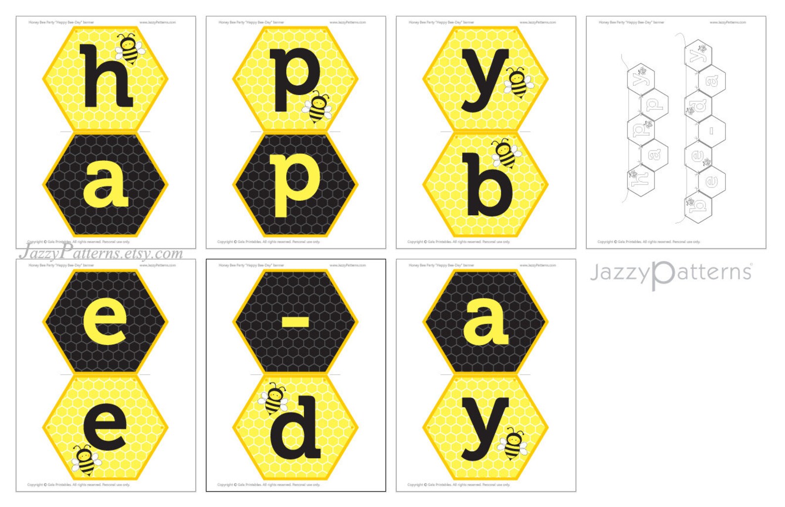 Honeybee Birthday Banner Printable in Yellow and Black - Etsy