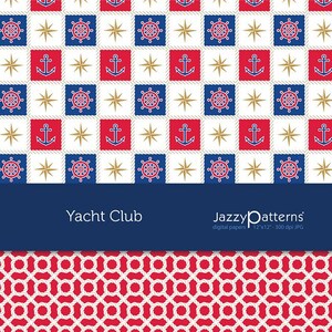 Nautical Digital Papers in Red, White and Navy Blue for Scrapbooking ...