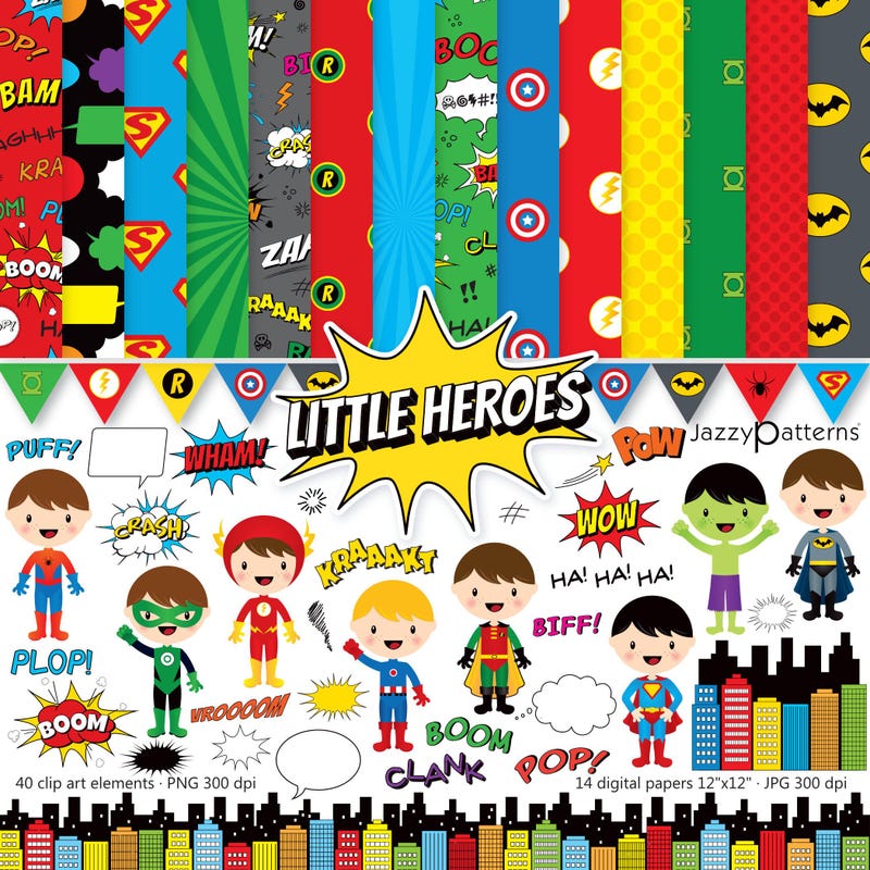 Superhero Clipart - Etsy