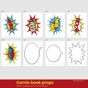 Printable Superhero Party Props, Comic Book Action Words Cutout ...
