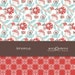 Retro Style Digital Papers in Muted Red and Blue, Geometric Florals for ...