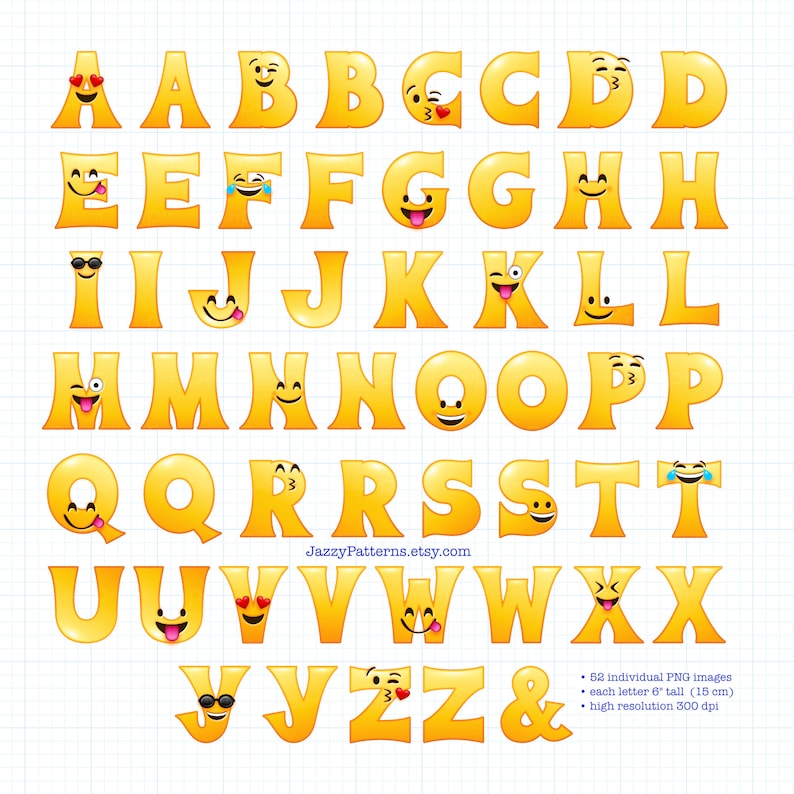 Alfabeto de emoticonos con caritas felices, imágenes prediseñadas para ...