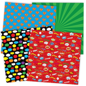 Superhero Clipart and Digital Paper, Comic Book Style, Printable ...