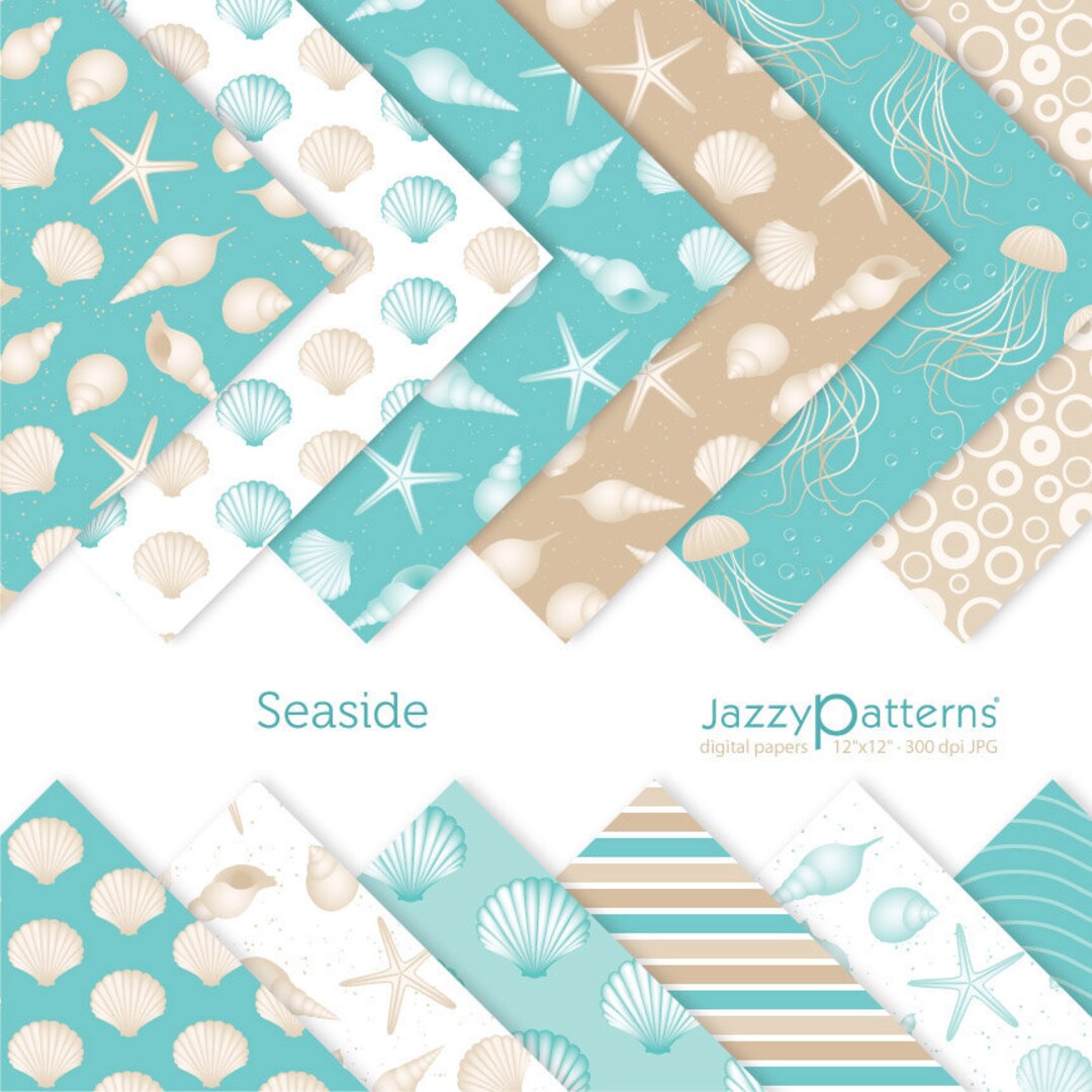 Seashell Digital Papers Beach and Coastal Printable - Etsy