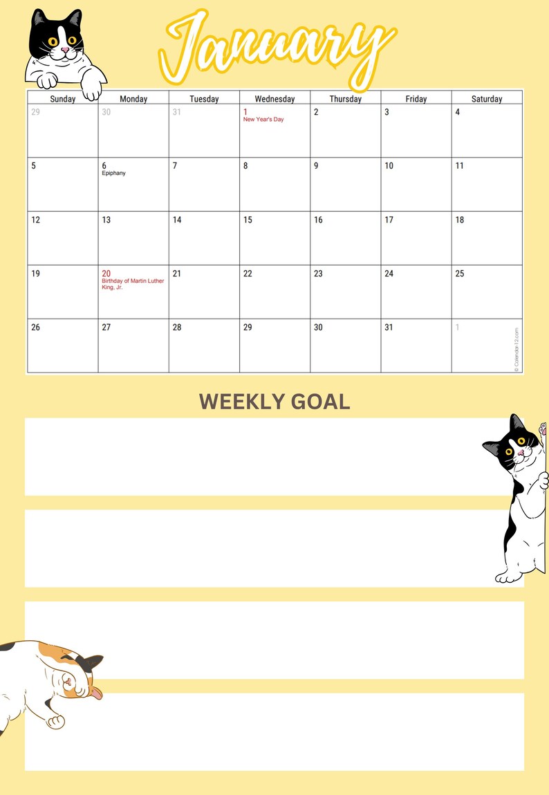 2025 Daily Planner-cat - Etsy