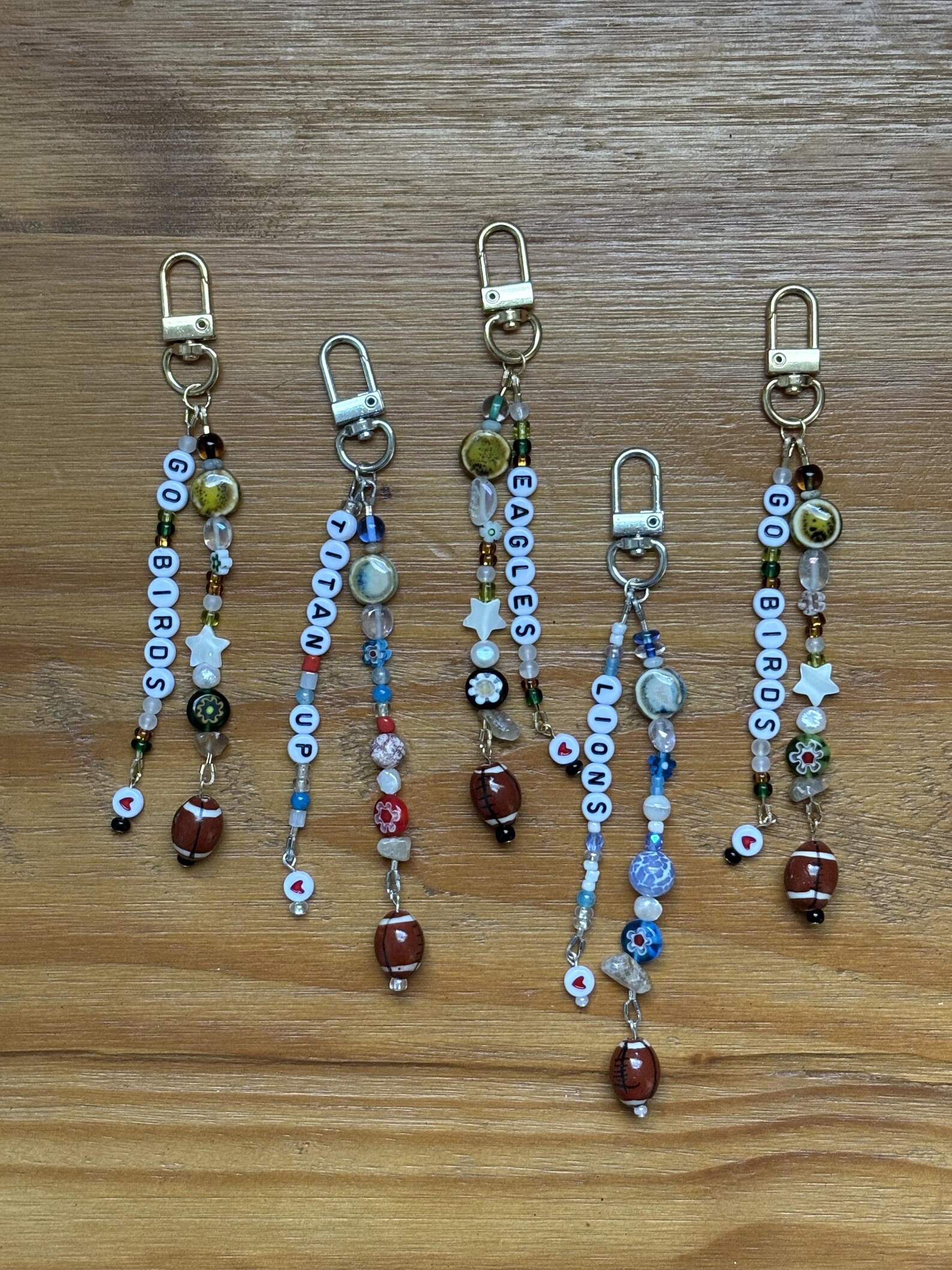 Customizable NFL Inspired Beaded Football Keychain - Etsy
