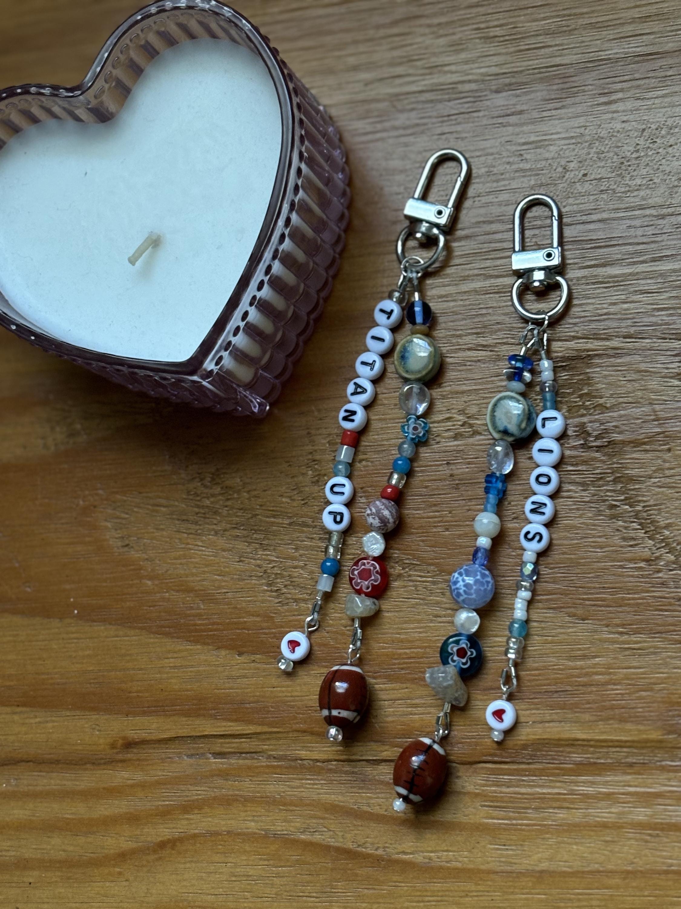 Customizable NFL Inspired Beaded Football Keychain - Etsy